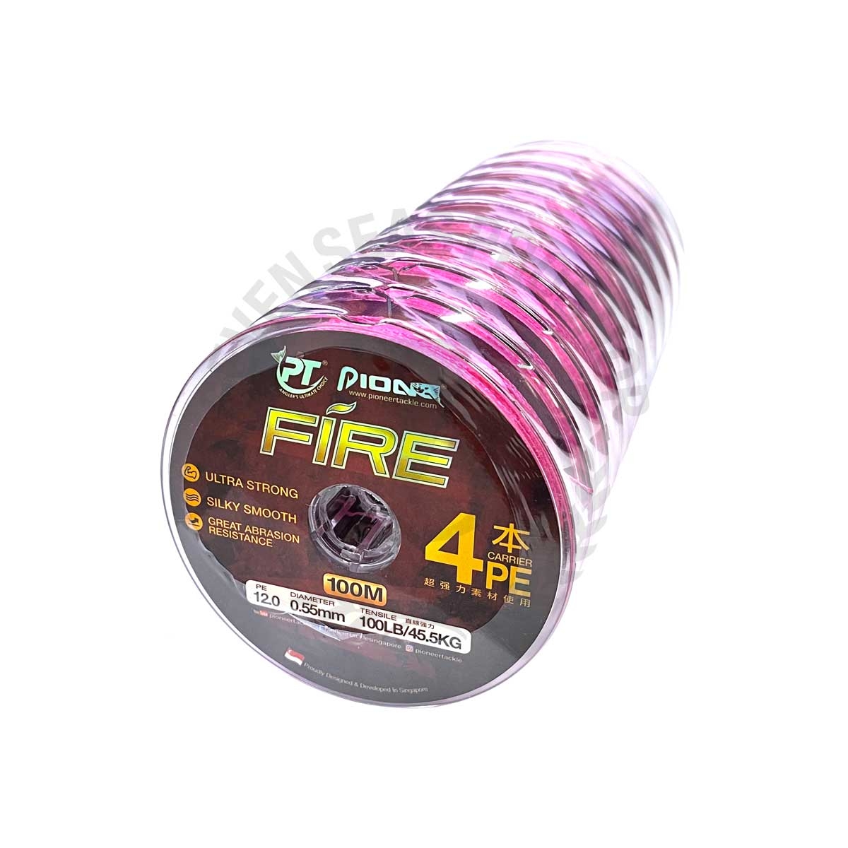 Pioneer Fire PE 4X 100mx10 Connected Spools #PE12 (Pink)*สายพีอี - 7 ...