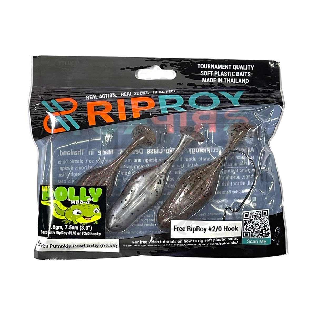 RIPROY Polly 3" #RR41-Green Pumpkin Pearl Belly*เหยื่อกบยาง - 7 SEAS ...