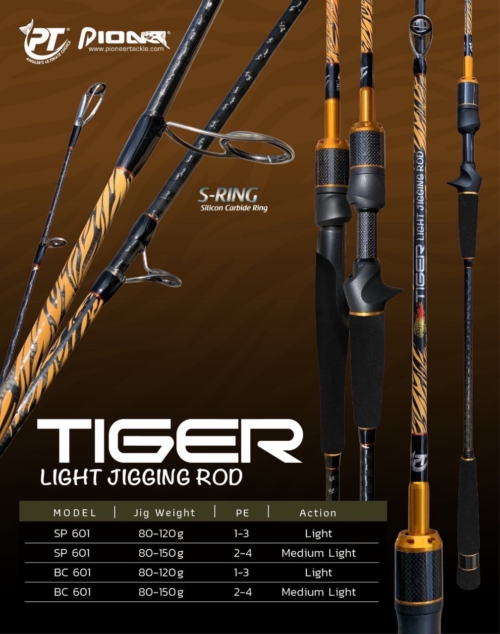 Pioneer Tiger Light Jigging Rod #BC-601 PE2-4 (Baitcasting) - 7 SEAS ...