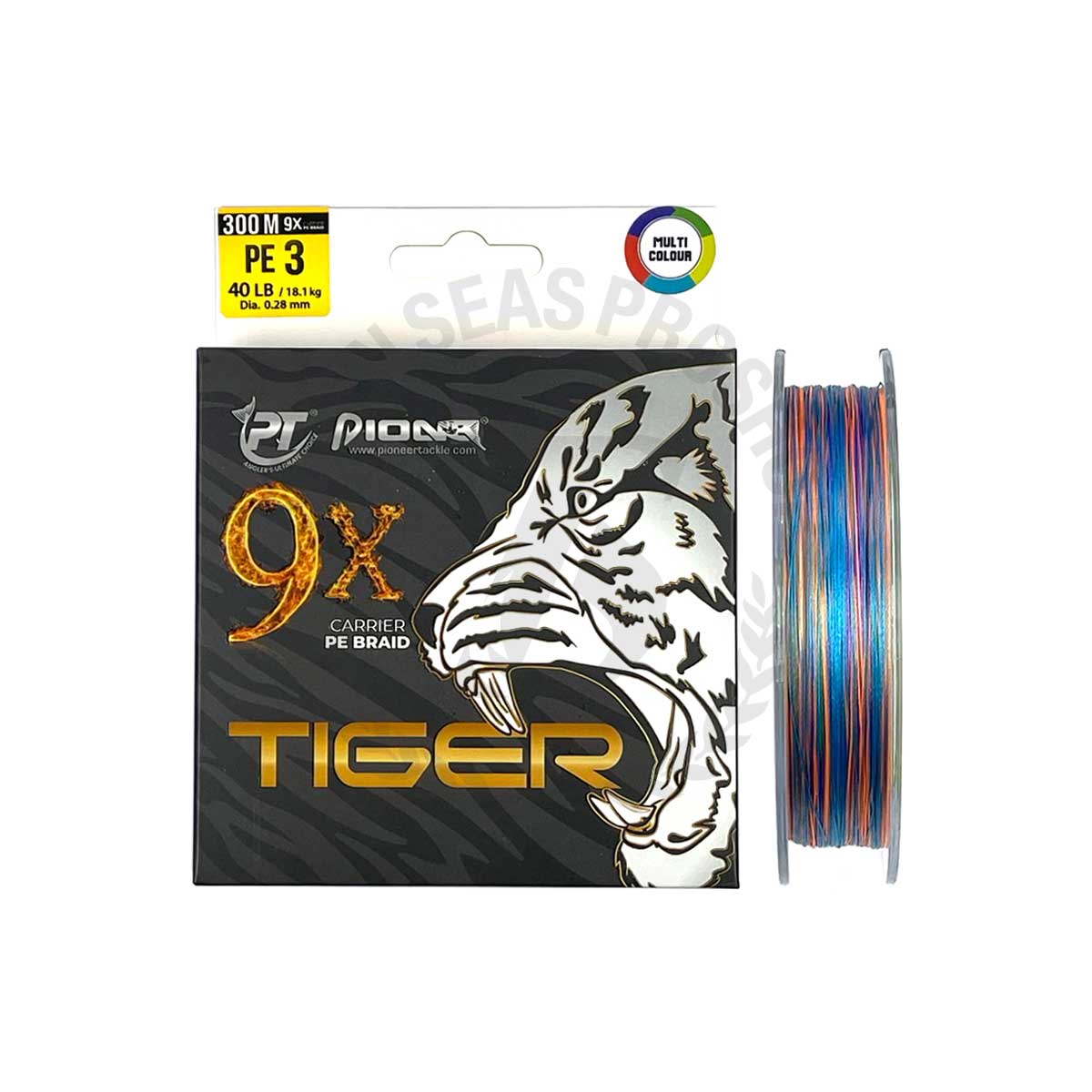 Pioneer Tiger 9X Carrier Braid 300m PE3 (Multi Color)*สายพีอี - 7 SEAS PROSHOP (THAILAND)