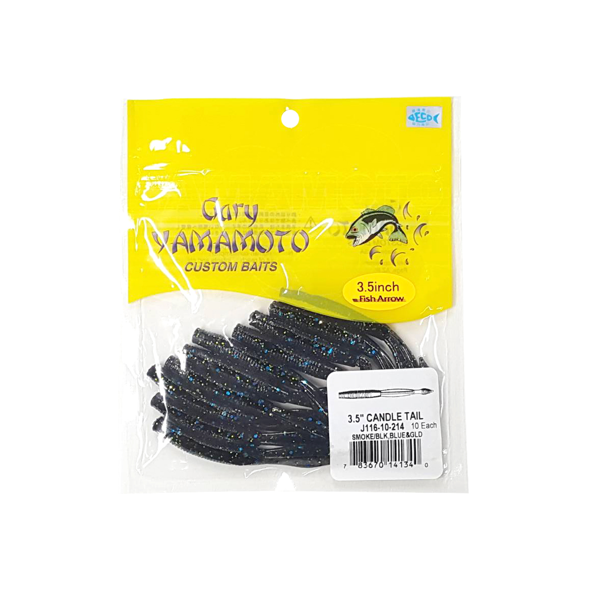 Gary YAMAMOTO Fish Arrow Candle Tail 3.5" #214-Smoke/Blue & Black ...