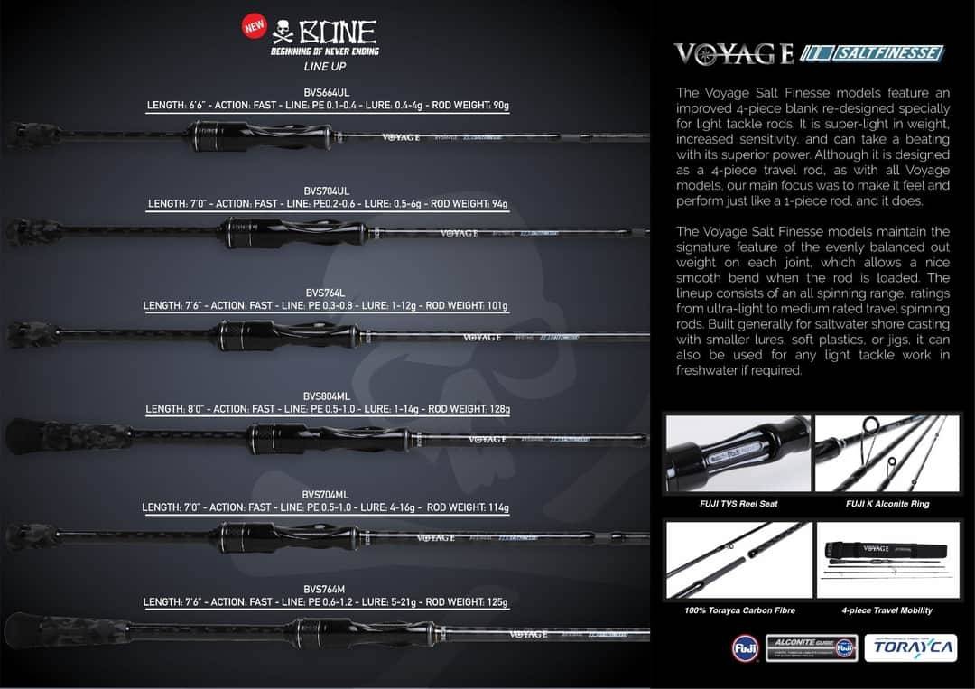 BONE VOYAGE BVS 764M SALT FINESSE*Spinning *คัน4ท่อนสปิน - 7 SEAS ...
